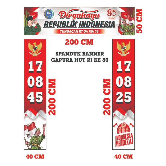 Jual ID'' BANNER GAPURA HUT RI KE80 1 PAKET ISI 3 PCS UKURAN 300X60 ...