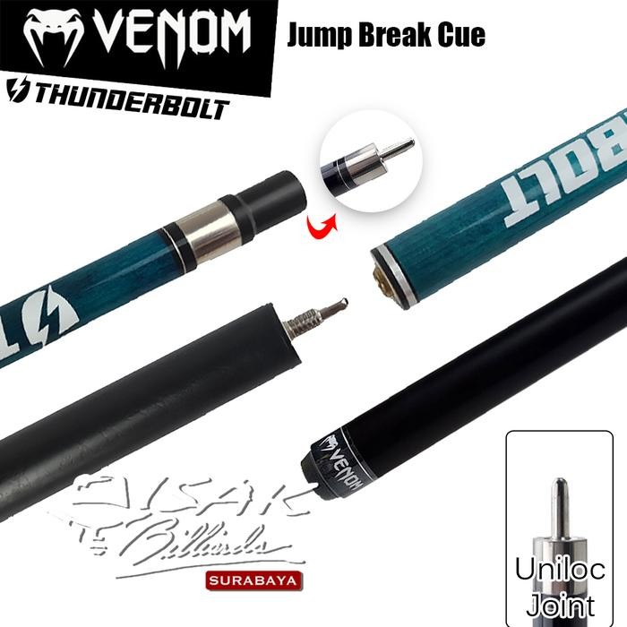 Jual ASLI Venom Thunderbolt Jump Cue Blue 13.5mm Stick Loncat Billiard ...