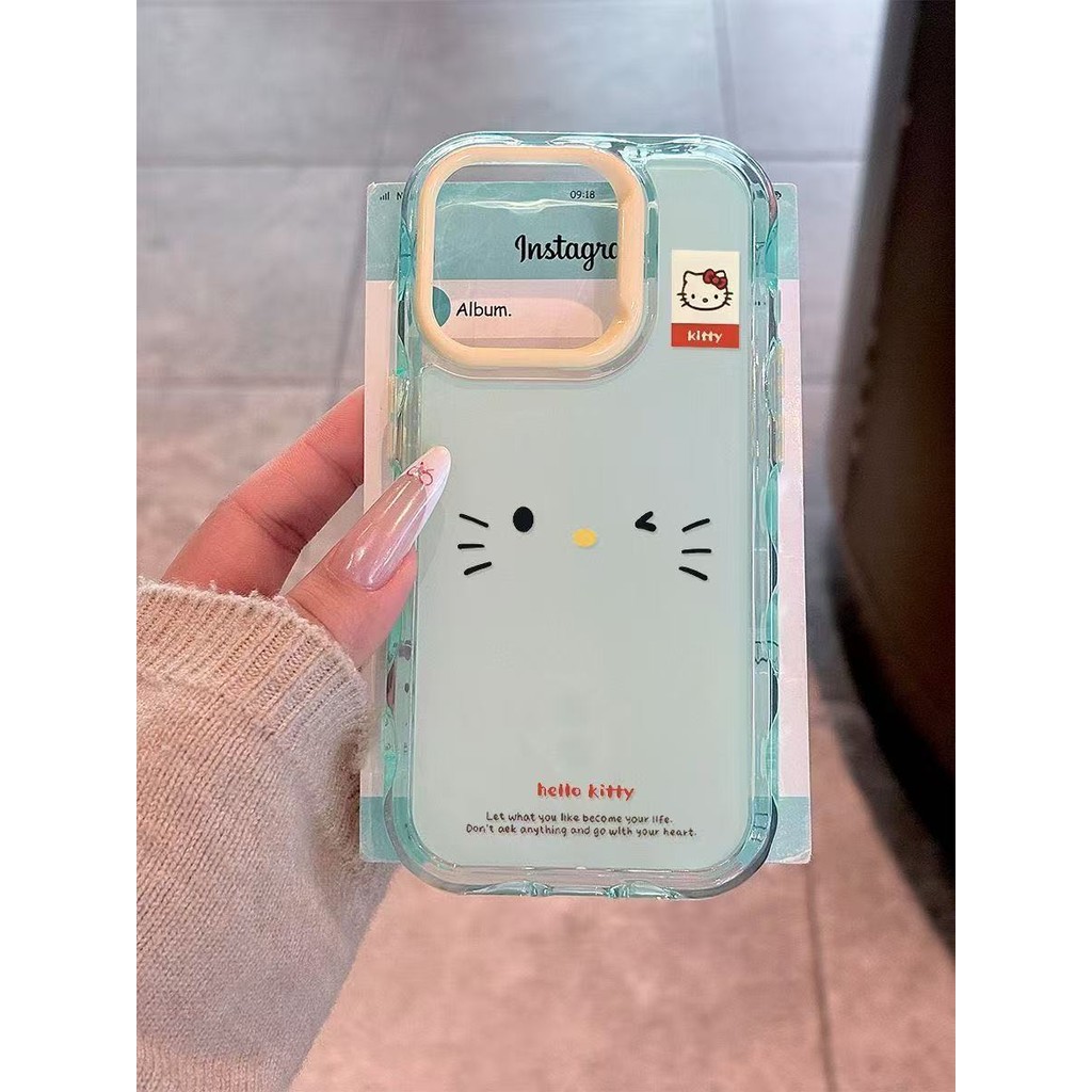 Jual Simple Hello Kitty Biru Pink Sketsa Casing Hp Iphone 15 Plus 16 17 ...