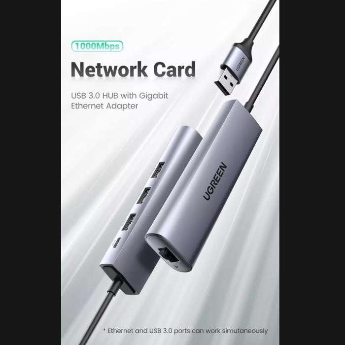 Jual Ugreen Usb 3.0 A To Hub 3 Ports Lan Ethernet Rj45 1000Mbps Gigabit ...