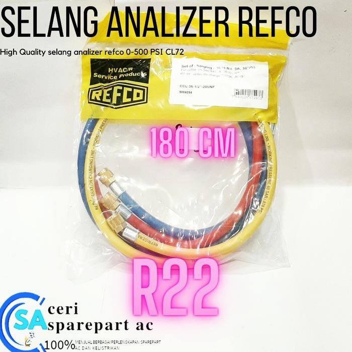 Jual REFCO R22 0-500 PSI 180CM CL72 Selang manifold analizer Freon AC ...