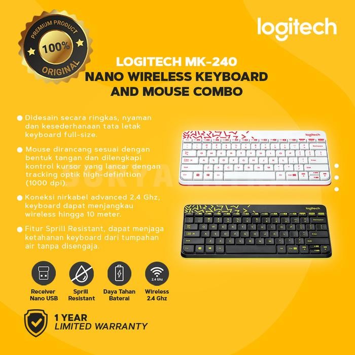 Jual Logitech Mk240 / Mk 240 Wireless Combo Mouse & Keyboard | Shopee ...