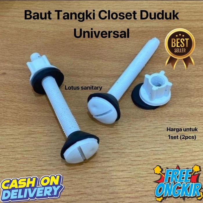 Jual baut tangki closet duduk universal / breket mur plastik kloset ...