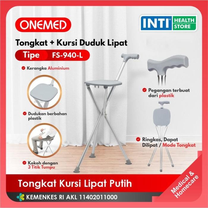 Jual Pilihan- Onemed Tongkat Kursi Lipat Putih Tongkat Duduk Fs-940L ...