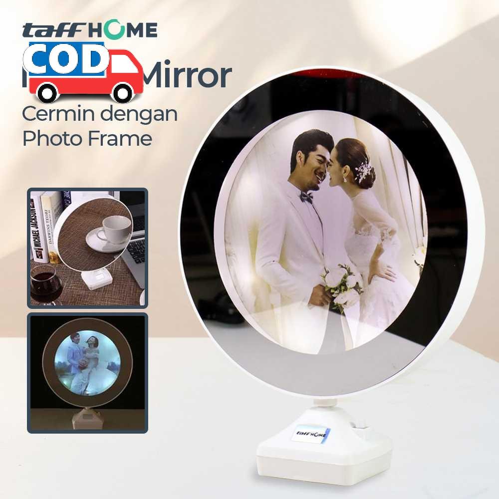 Jual Cermin Magic Bulat Aesthetic dengan Bingkai Foto dan Lampu LED ...