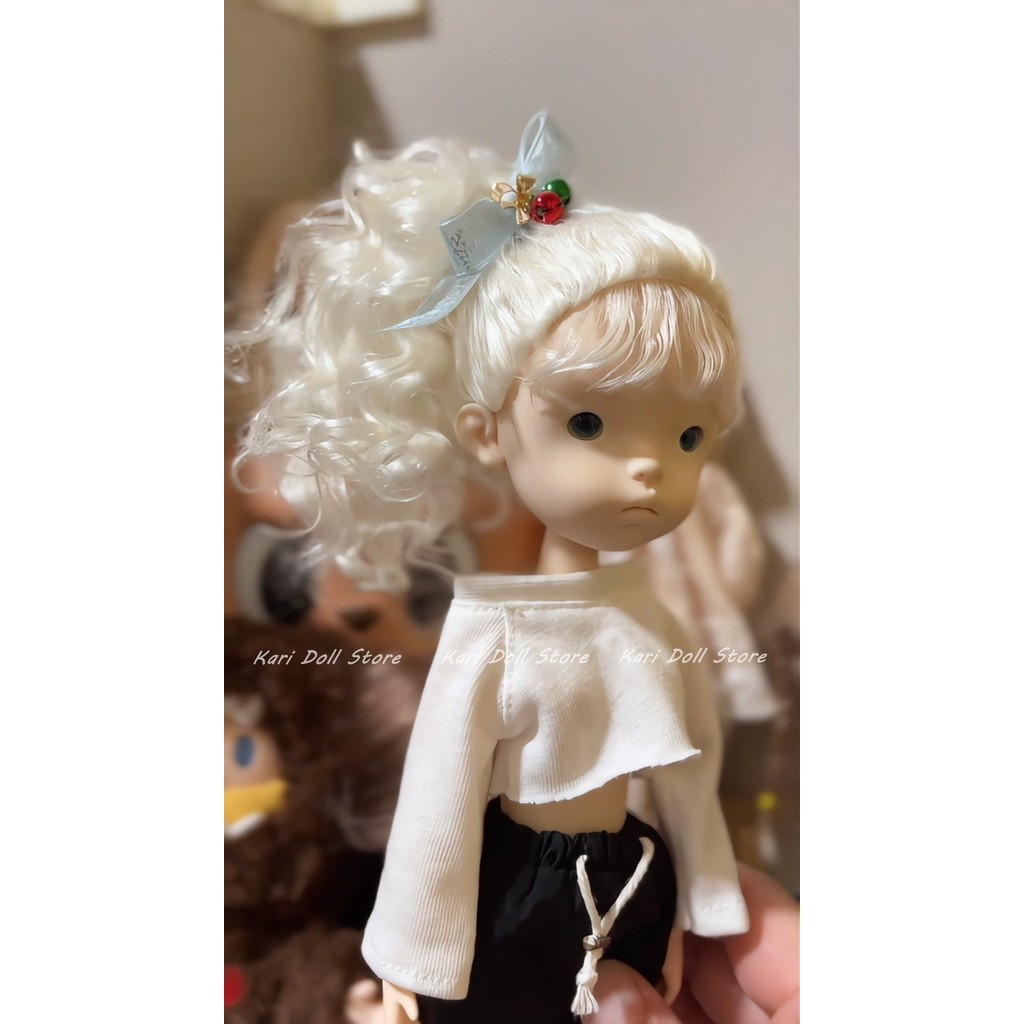 Jual Kari Doll Natural Hard shell Latin American curly ponytail mohair ...