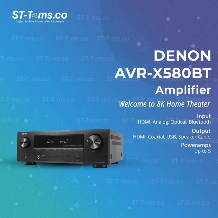 Jual NEW Denon AVR-X580BT AVR X580 BT Amplifier 8K Home Theatre Dolby ...