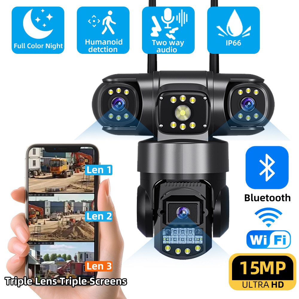 Jual V380 PRO 6K 12MP 4G Solar Farm Security Camera Triple Lenses ...