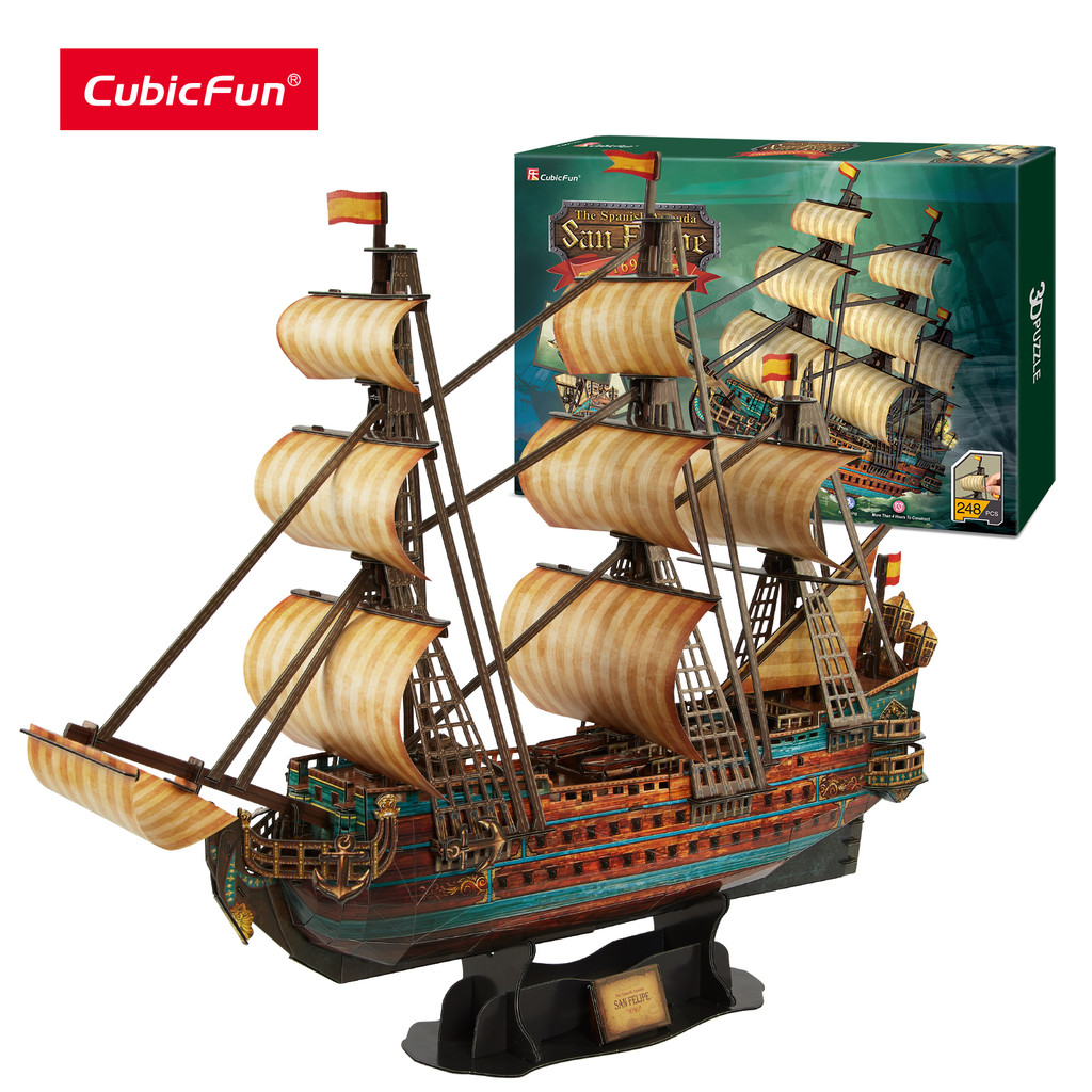 Jual CubicFun 3D Puzzle The San Felipe Ship Model Kits 25.6" Sailboat ...