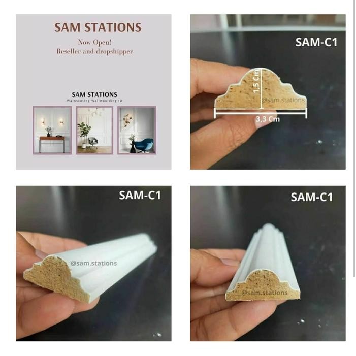 Jual SAM-C1 LIST KAYU WALL MOULDING WAINSCOTING LIS DINDING WALL PANEL ...