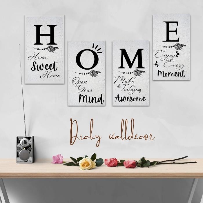 Jual HIASAN DINDING TULISAN HOME WARNA ABU 1 SET MDF WALL DECOR QUOTES ...