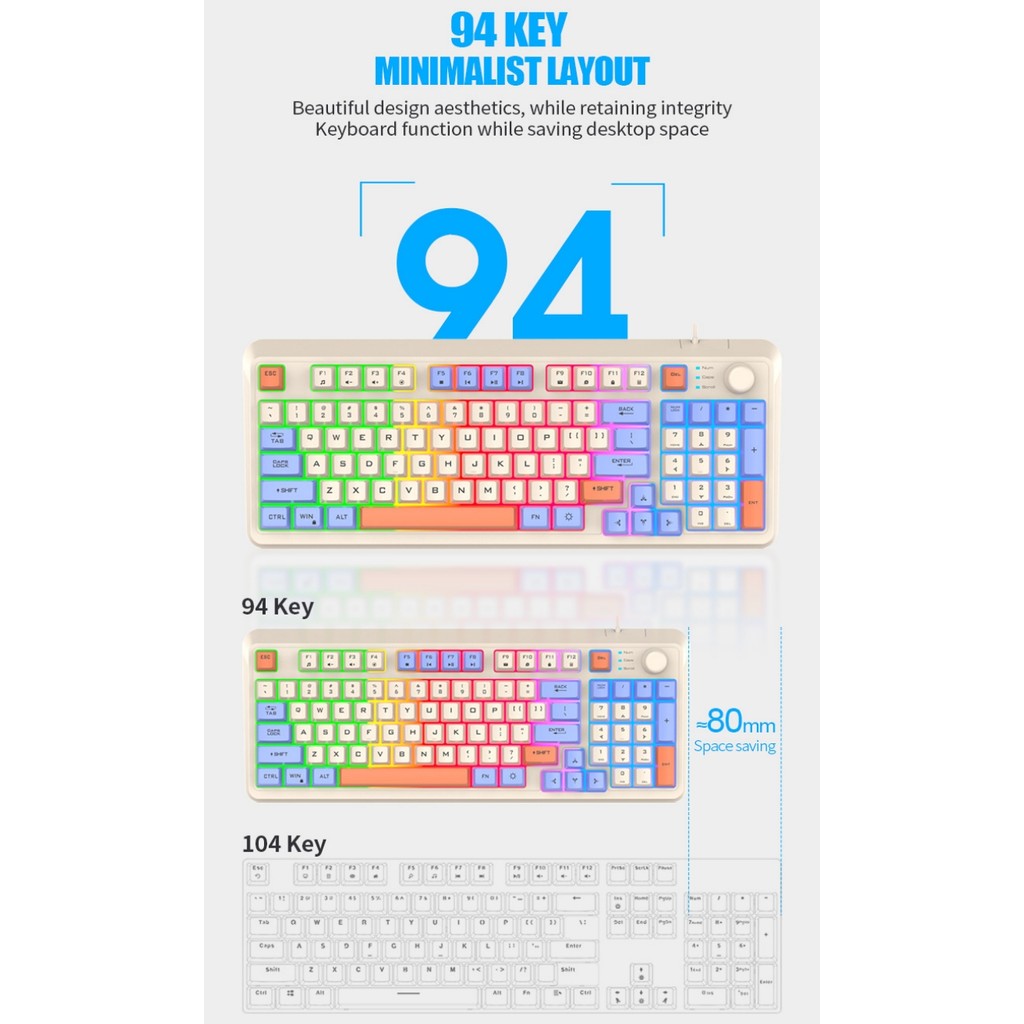 Jual Keyboard 94 Keys 90% Layout Spanish Russian Korean Arabic Keyboard ...