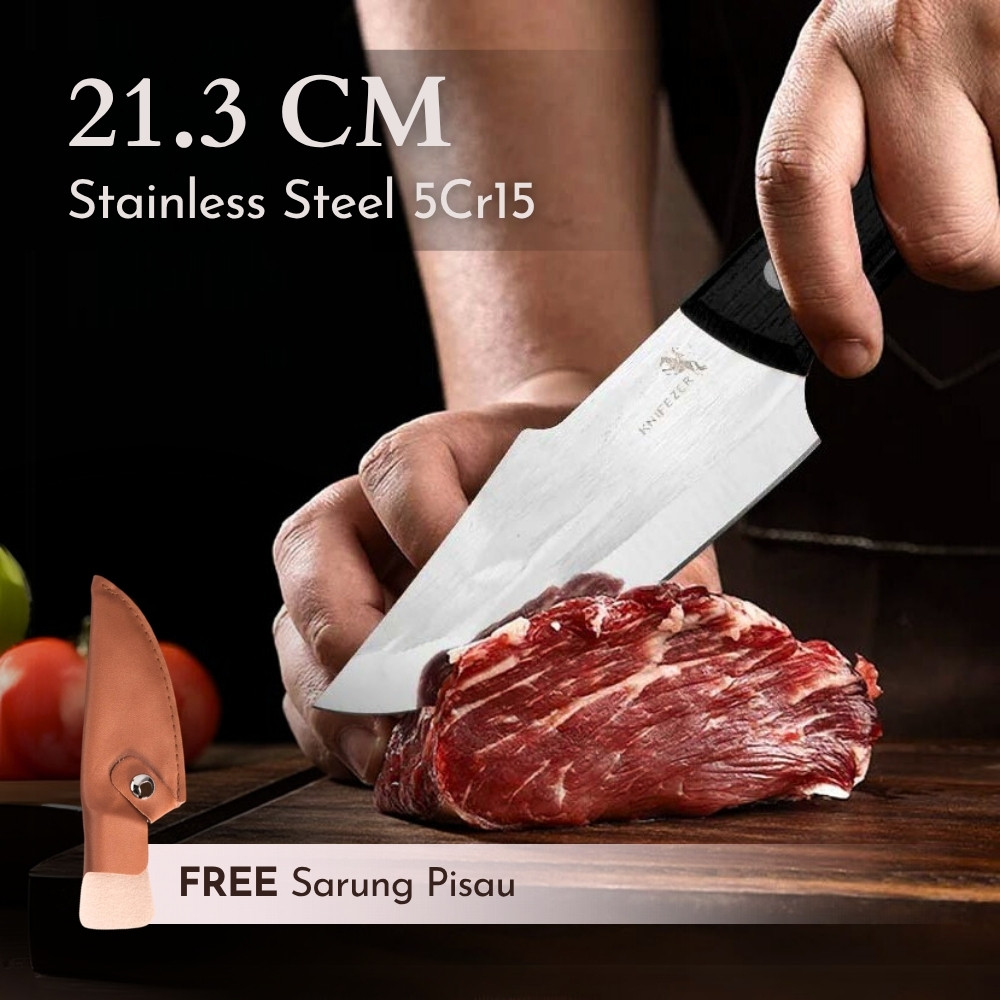 Jual [Bagusnya] KNIFEZER Pisau Daging Stainless Steel 5Cr15 Forged ...