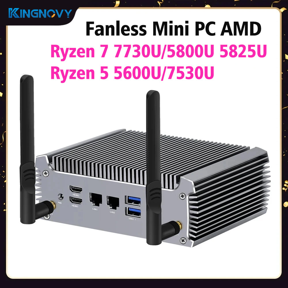 Jual FU02 Fanless AMD Ryzen 7 7730U Mini PC Case Barebone Desktop Gaming Mini Computers 4K Dual ...