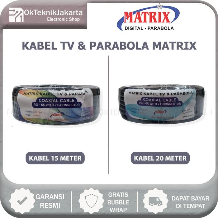 Jual New Kabel matrix RG6 parabola + jack konektor f5 20M Coaxial ...
