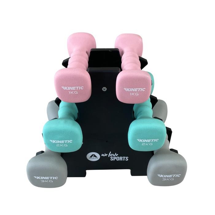 Jual Promo Azko Kinetic Set 6 Pcs Dumbbell Neoprene Dengan Rak 12 Kg ...