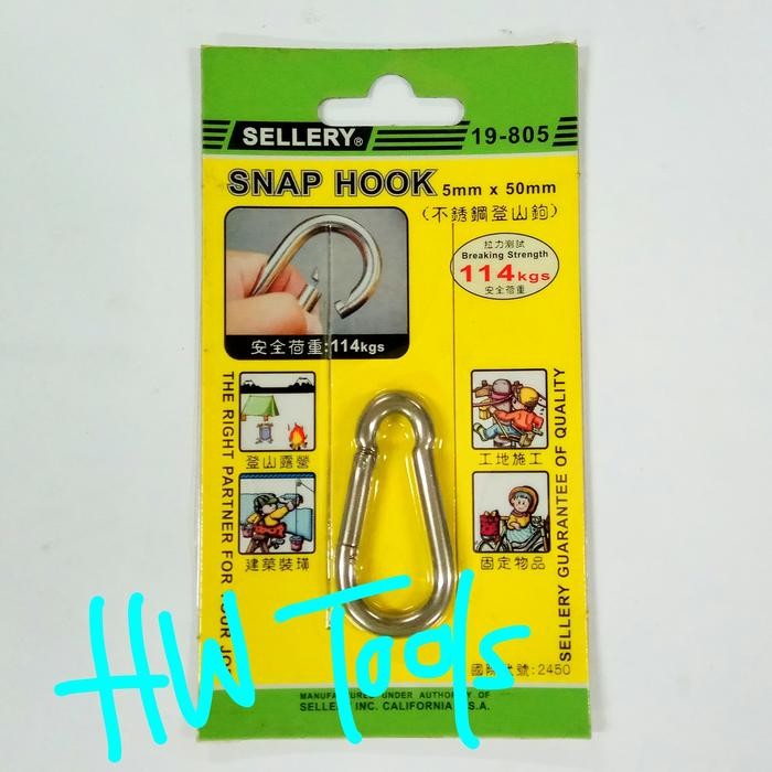 Jual Snap Hook 5 Mm X 50 Mm Stainless Sellery 19-805 | Shopee Indonesia