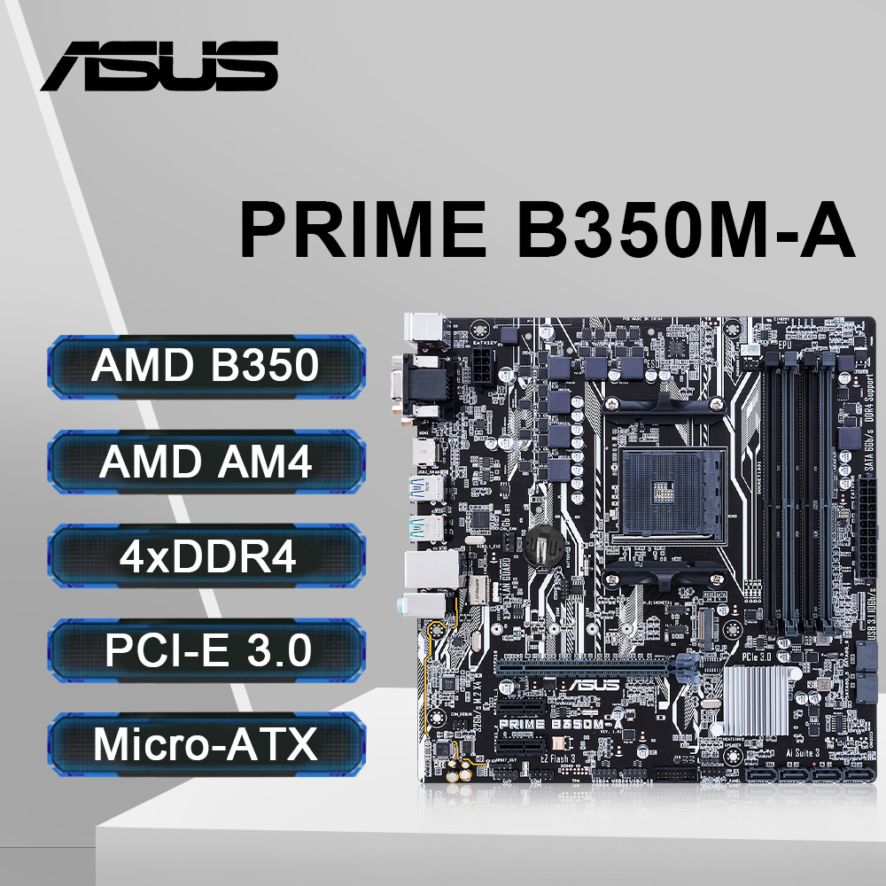 Jual ASUS PRIME B350M-A Motherboard AMD B350 AM4 Socket Support Ryzen 5 ...