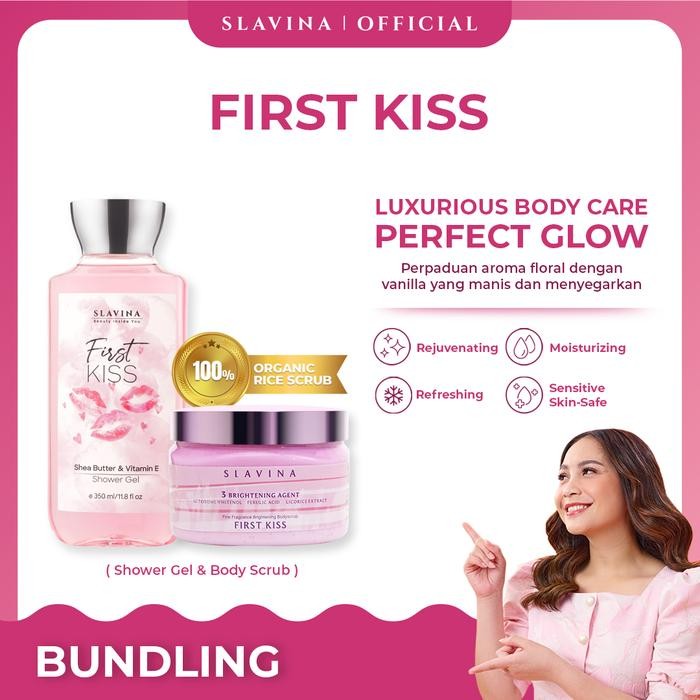 Jual Slavina Shower Advanced First Kiss (Body Scrub + Shower Gel) Sabun ...