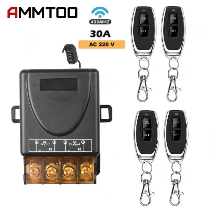 Jual Remote Control Wireless Switch 433MHz 30A 220V dengan 4 Remote On ...