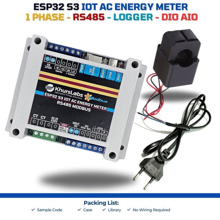 Jual ESP32 S3 IOT Energy Meter 1 Phase RS485 Modbus Otomasi Industri - Monitoring Online KWH ...