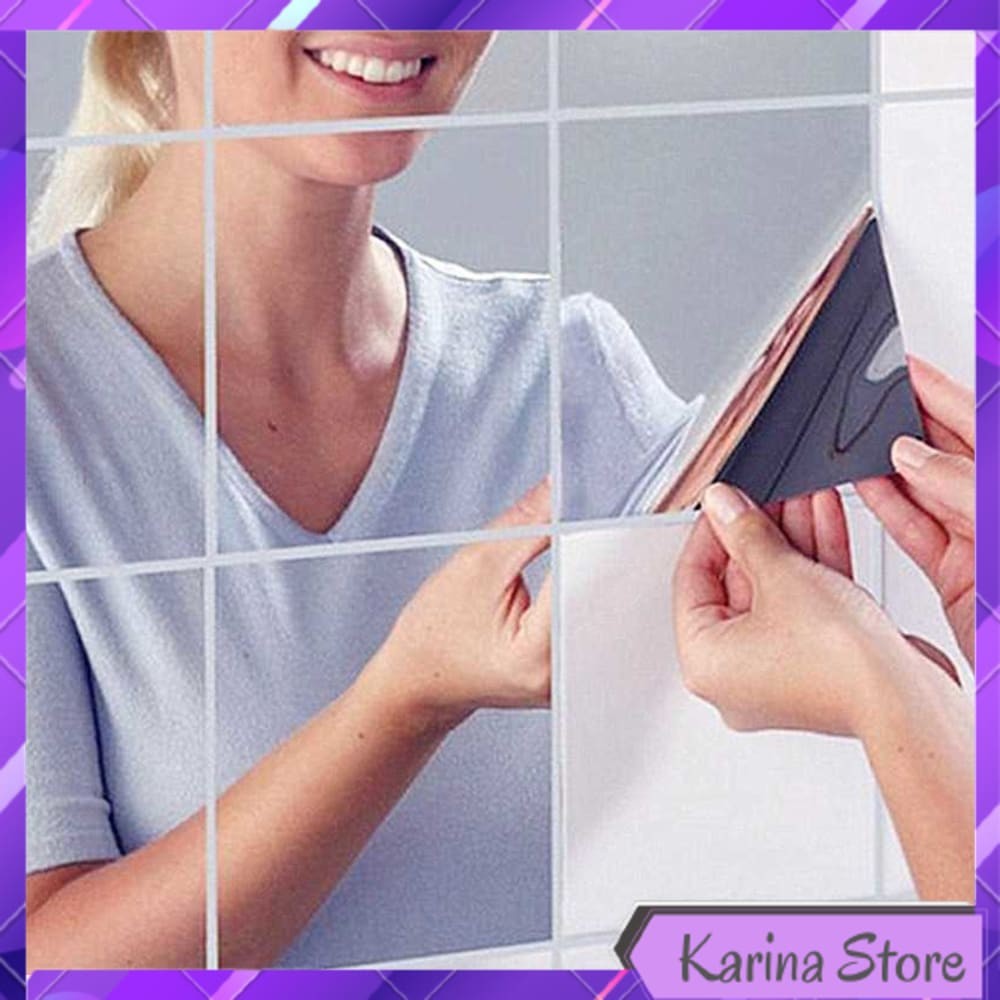 Jual STICKER CERMIN DINDING WALLPAPER 3D MODEL SQUARE MIRROR 9 PCS ...