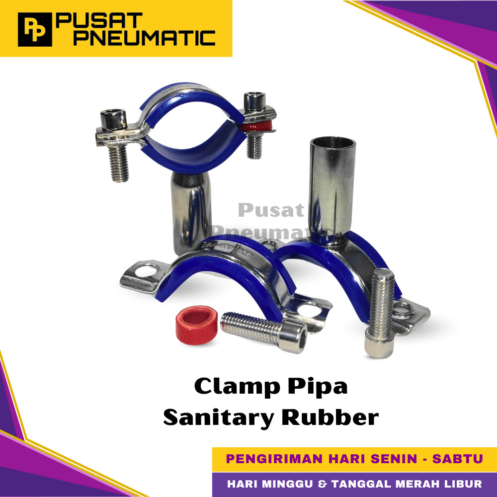Jual 3" Clamp Pipa Rubber Sanitary Clamp Pipe Holder Sanitary SS 304 ...