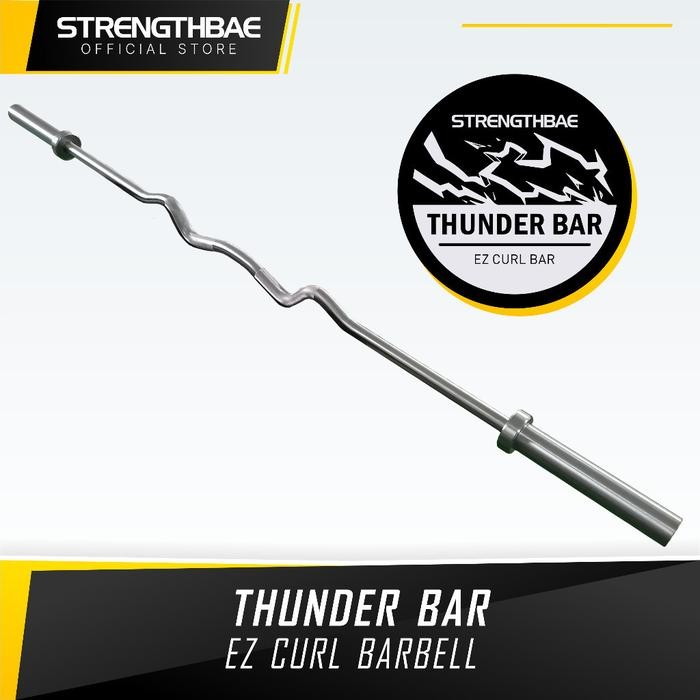 Jual Thunder Bar STRENGTHBAE Ez Curl Barbell Long & Rackable Bicep ...