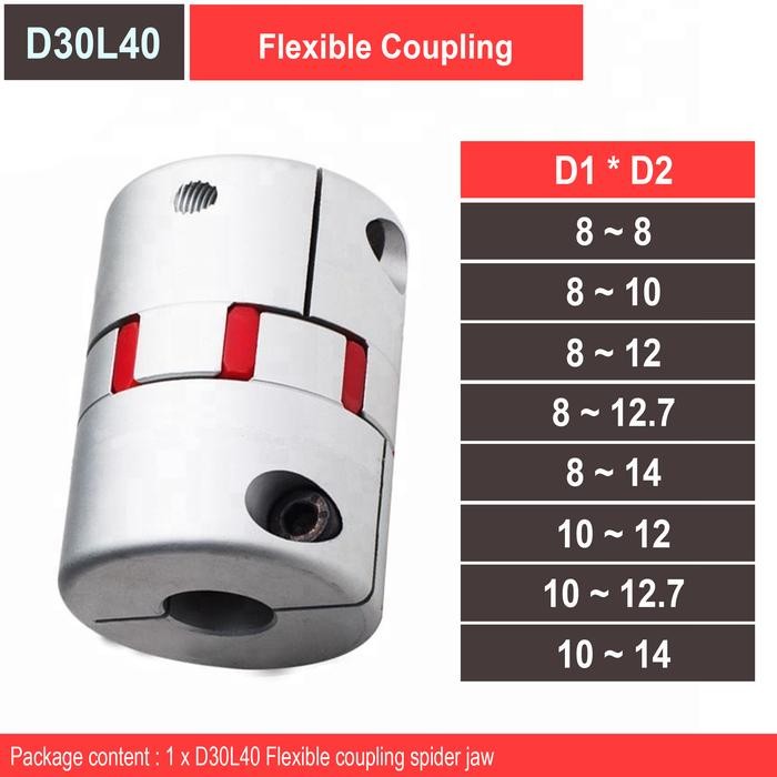 Jual FLEXIBLE COUPLING D30L40 SPIDER JAW 8MM, 10MM, 12MM, 12.7MM, 14MM ...