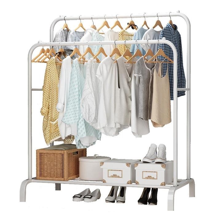 Jual Stand Hanger Double/Rak Gantung Pakaian/Gantungan Baju Serbaguna ...