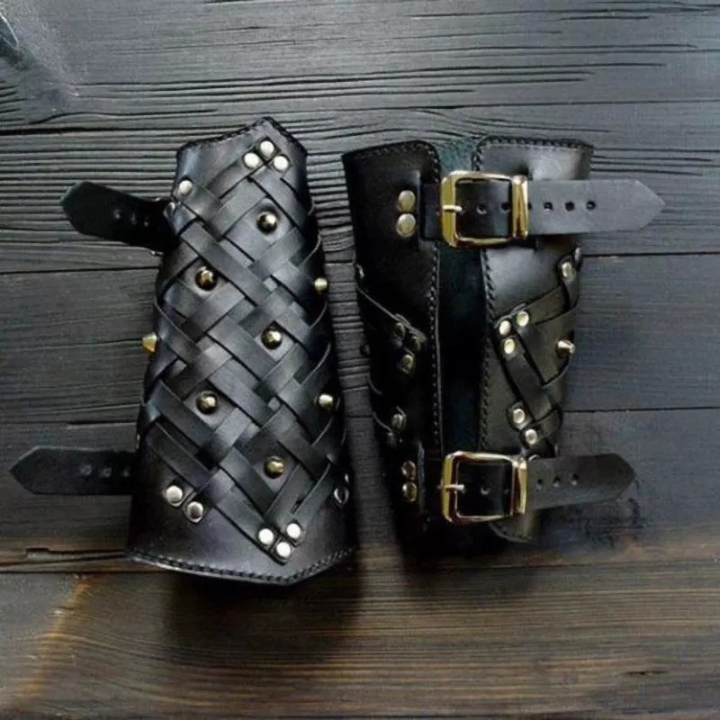 Jual Sale Pair Medieval Leather Bracer Arm Cuff Armor Viking Hand Guard ...