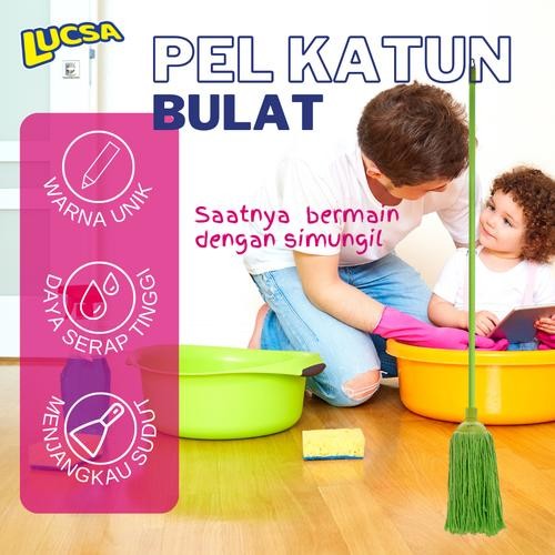 Jual Lucsa Pel Katun - Alat Pel Lantai Sumbu Bulat Cotton Mop Lembut ...