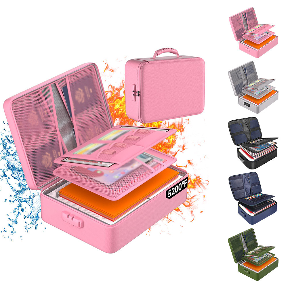 Jual Fireproof File Organizer Multi-Layer Document Box Waterproof Safe ...
