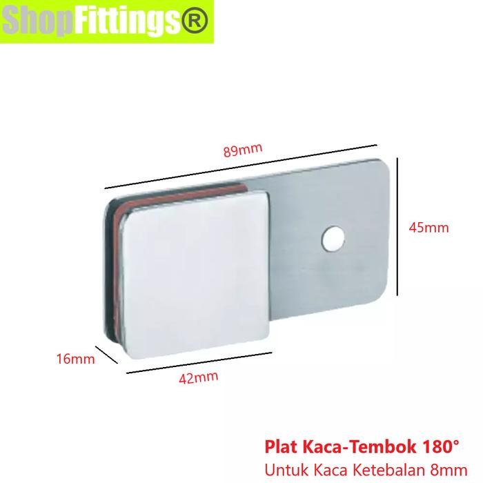 Jual Plat Penjepit Kaca Glass Clip Connector Shower door Fixed Panel ...
