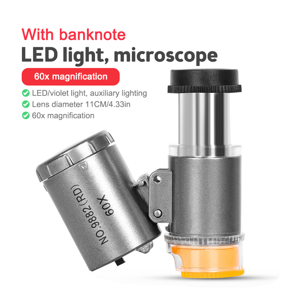 Jual 60X Microscope With Led Light Uv Light Jewelry Fake Currency ...