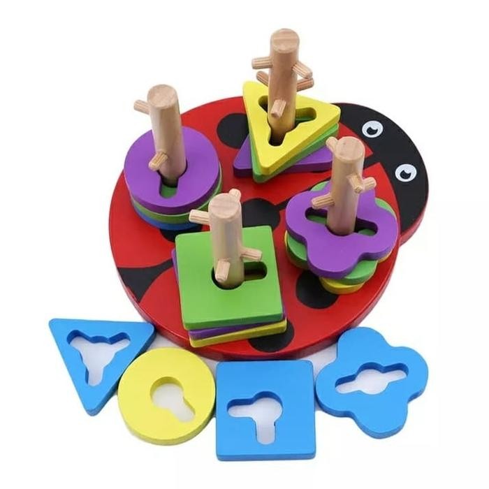 Jual [Capt] Mainan Edukasi Anak Kotak Permainan Balok Puzzle Kayu Warna ...