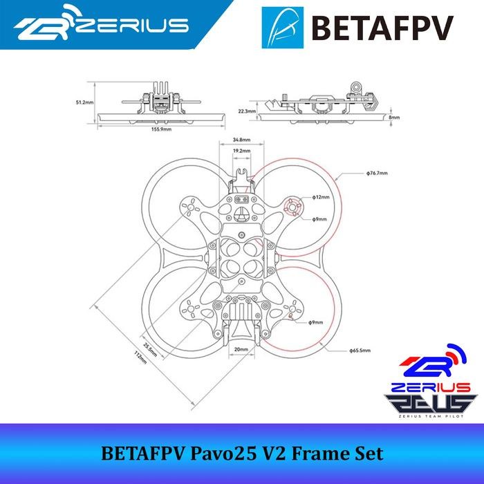 Jual BETAFPV PAVO25 V2 2.5INCH FRAME SET CINEWHOOP FRAME KIT PAVO 25 ...
