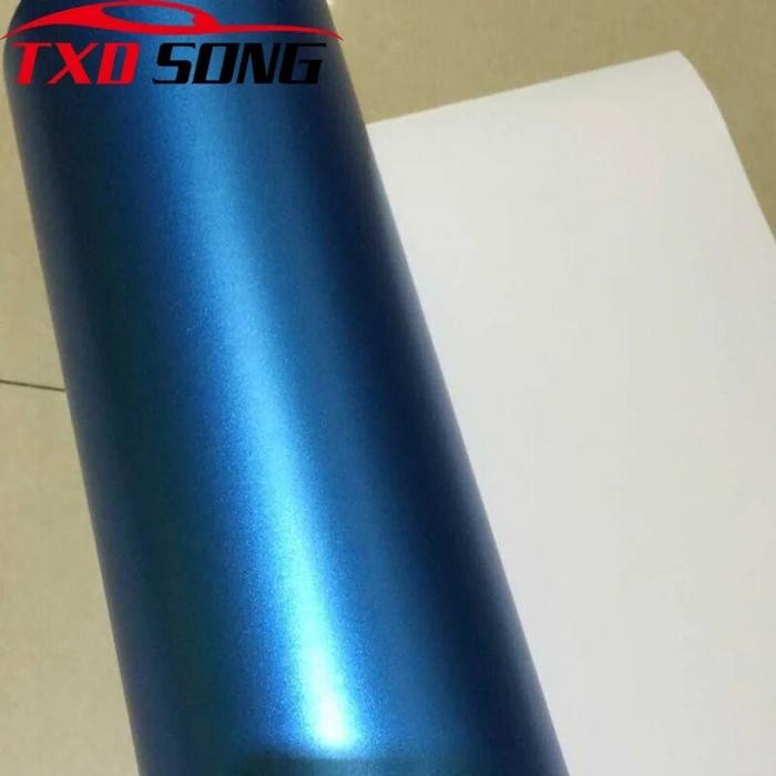 Jual Satin Light blue Matt Metallic Vinyl Film Chrome Metallic Car Wrap ...