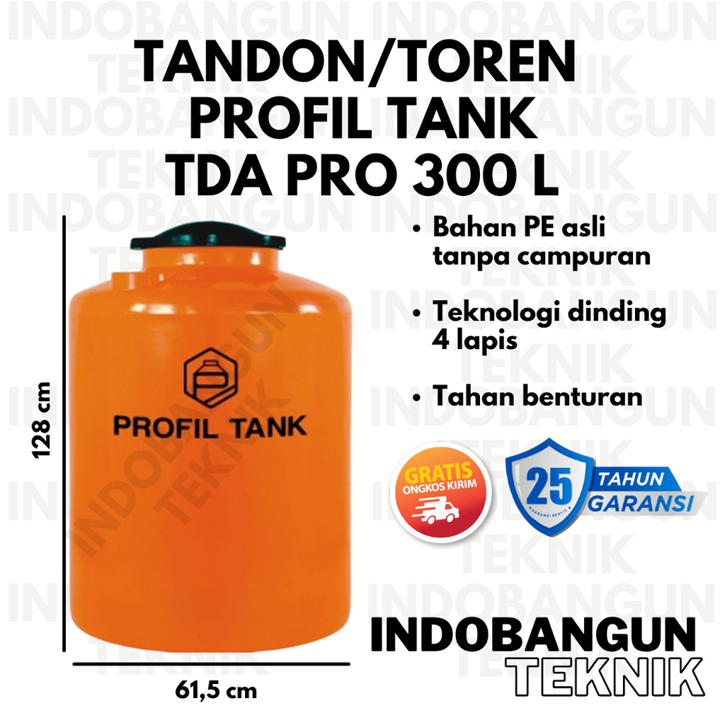 Jual Tangki Tandon Toren Profil Tank TDA Pro 300 Liter Plastik Kokoh ...