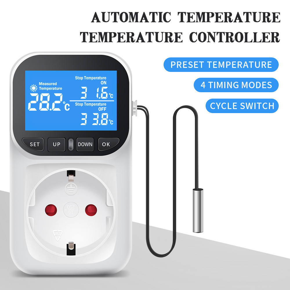 Jual Digital Temperature Controller Socket Heating Cooling Thermostat ...