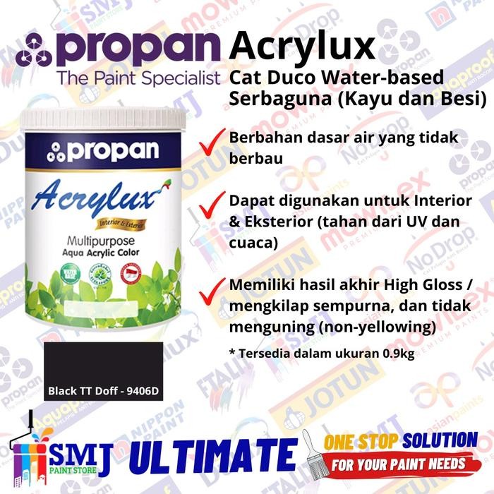 Jual Cat Duco Water Based Besi Kayu Propan Acrylux Black Tt Doff Hitam ...