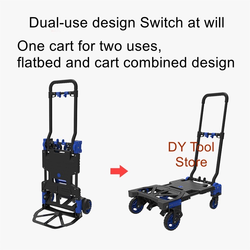 Jual Flatbed trolley load king hand pull portable trailer home trolley ...