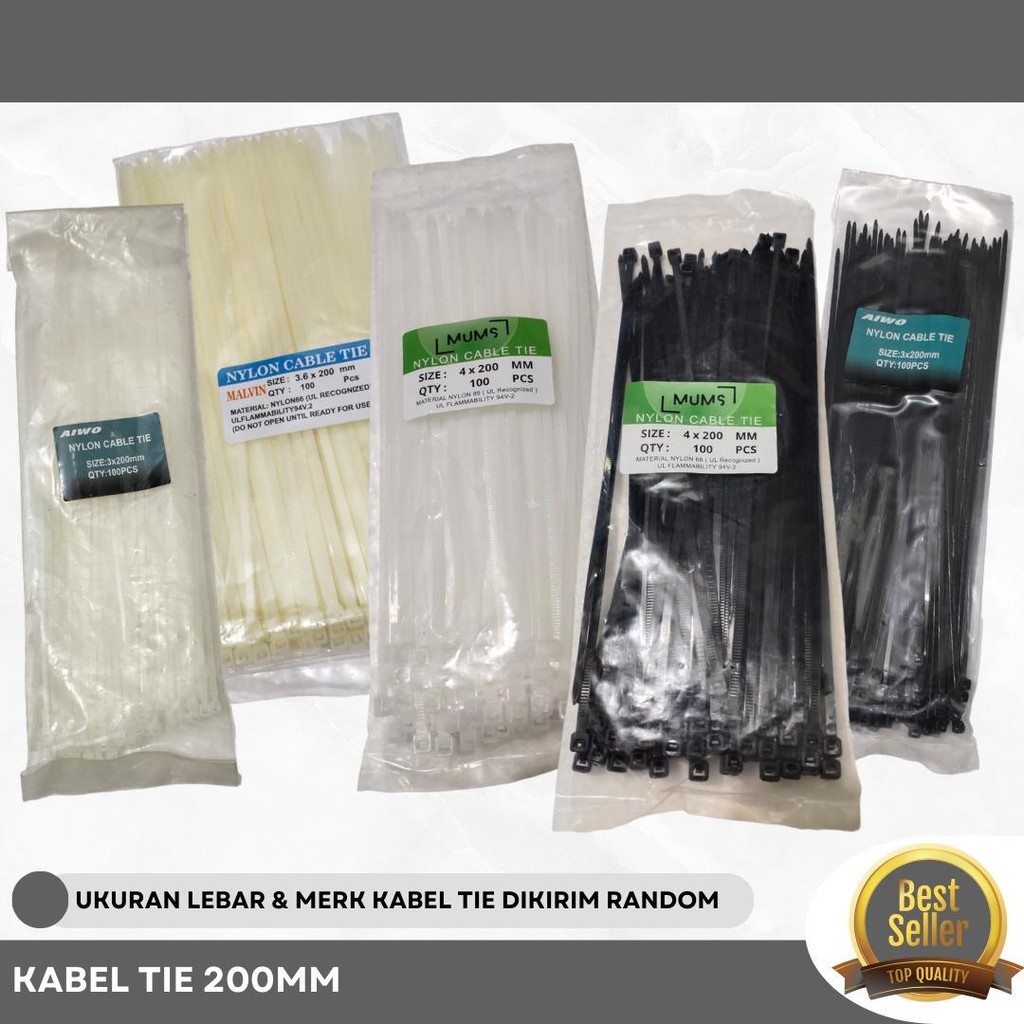 Jual MITRA TK - ECER TERMURAH Kabel Ties HITAM 200MM Cable Tie Nylon ...