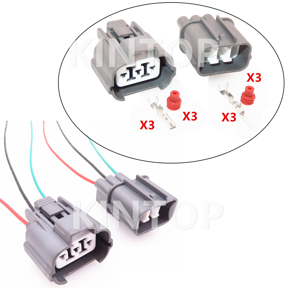 Jual IMPORT 1 Set 3 Pins Auto Headlight Male Female Docking Waterproof ...