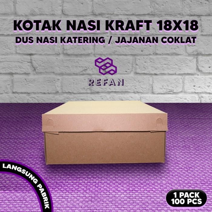 Jual Kotak Nasi Kraft 18x18 Kotak Nasi / Kotak Kue Snack (Per Pack ...