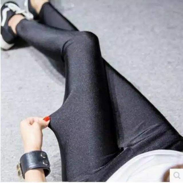 Jual WMU0 Legging Hitam Glossy Panjang Leging Kilat Celana Leging Polos ...