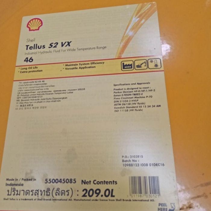 Jual OLI SHELL TELLUS S2 VX 46 / 209 LITER | Shopee Indonesia
