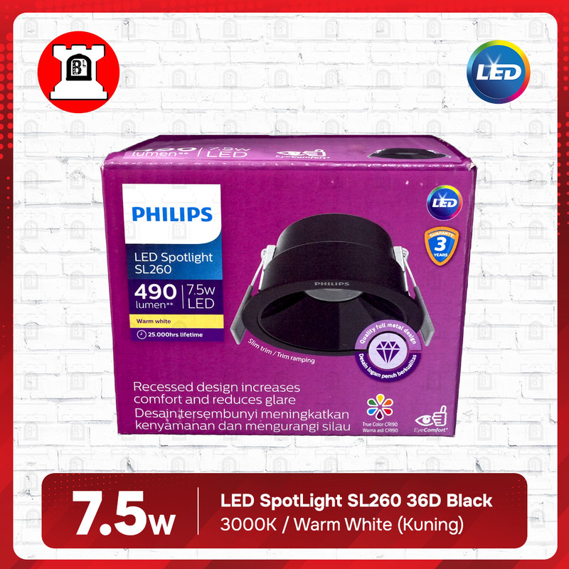 Jual Lampu LED SpotLight SL260 Philips 7.5W 36D | Shopee Indonesia