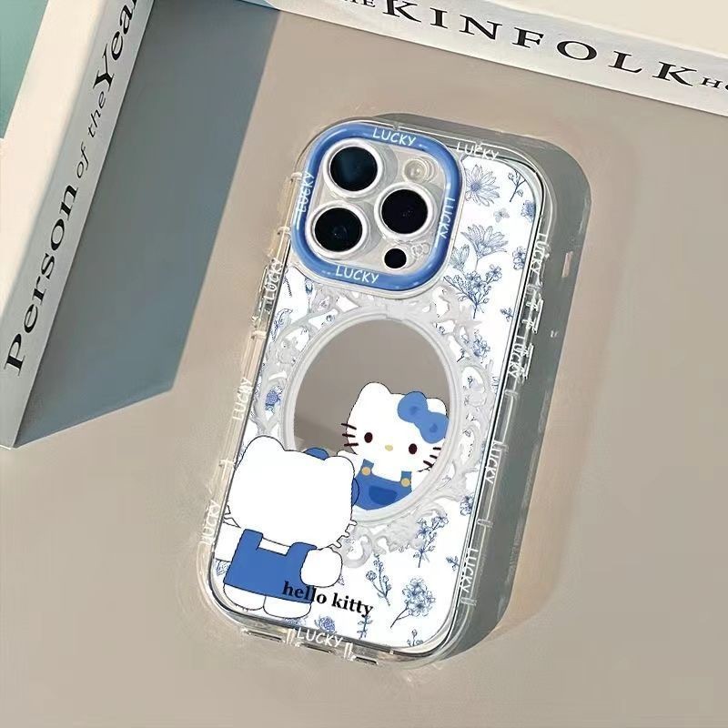 Jual Hello Kitty Biru Girl Cermin Bunga Case Iphone Ip 11 13 14 Pro Max ...