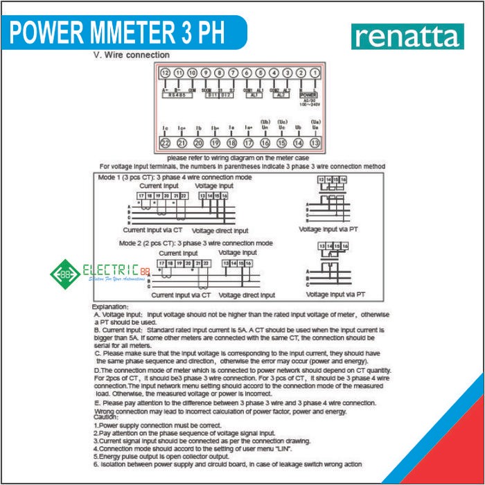 Jual Renatta Power Meter 3 Phase Support Modbus RTU Rs485 | Shopee ...